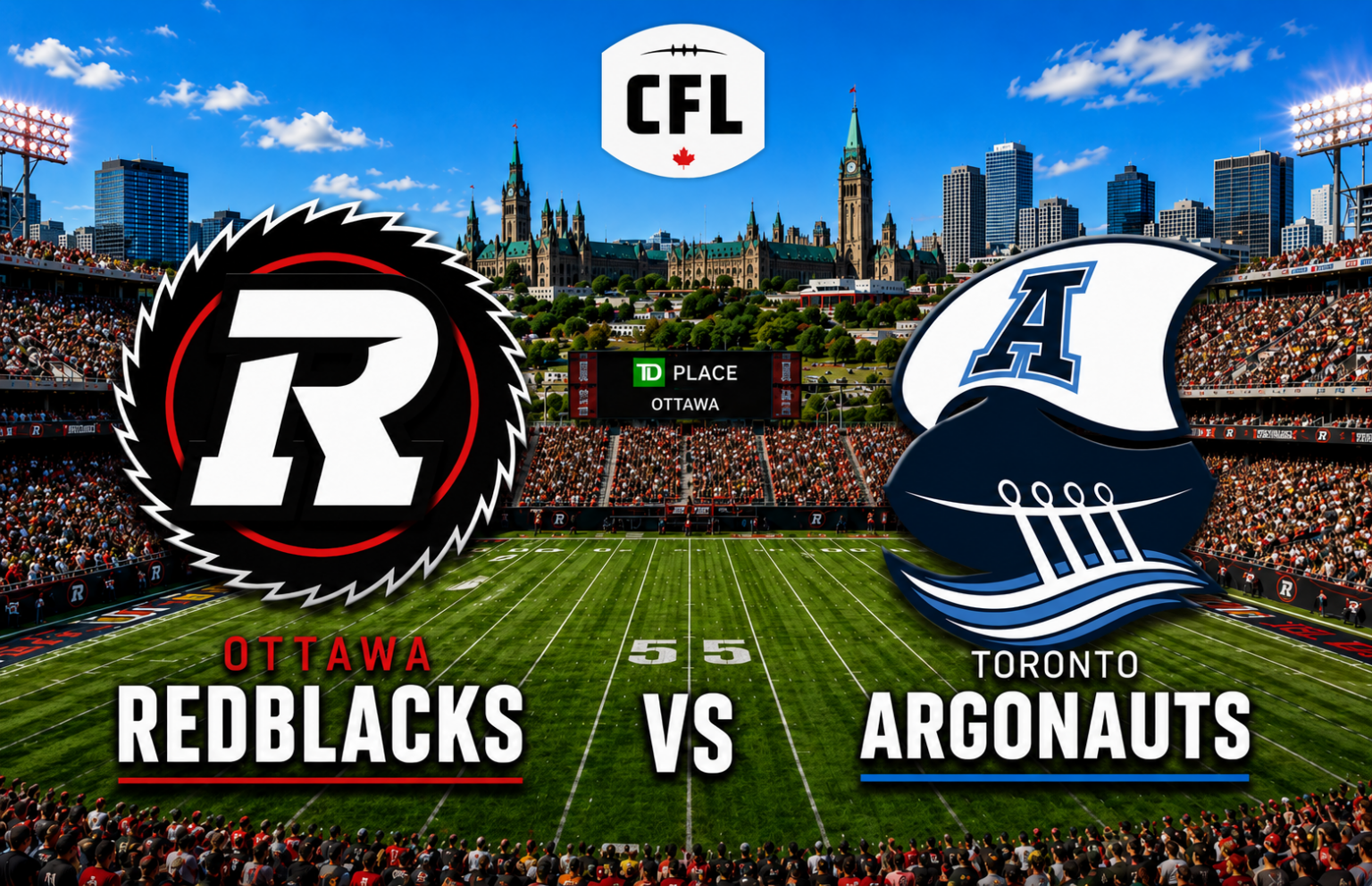 LIVESTREAM CFL: Toronto Argonauts @ Ottawa REDBLACKS, June 20, 19:00 ...