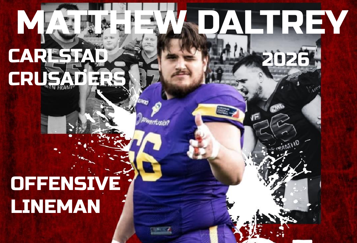 Carlstad Crusaders re-sign Scottish lineman Matthew Daltrey for 2026